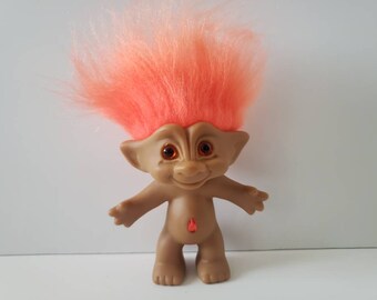 Vintage Ace Novelty Treasure Troll Doll Orange Eyes Green - Etsy
