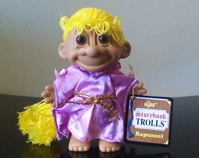 Vintage Russ Storybook Trolls Doll Rapunzel Long Yellow Hair Troll 5 ...