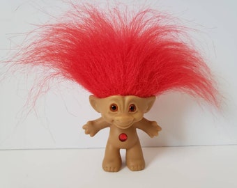 Vintage Ace Novelty Treasure Troll Doll Red Hair Red Circle - Etsy
