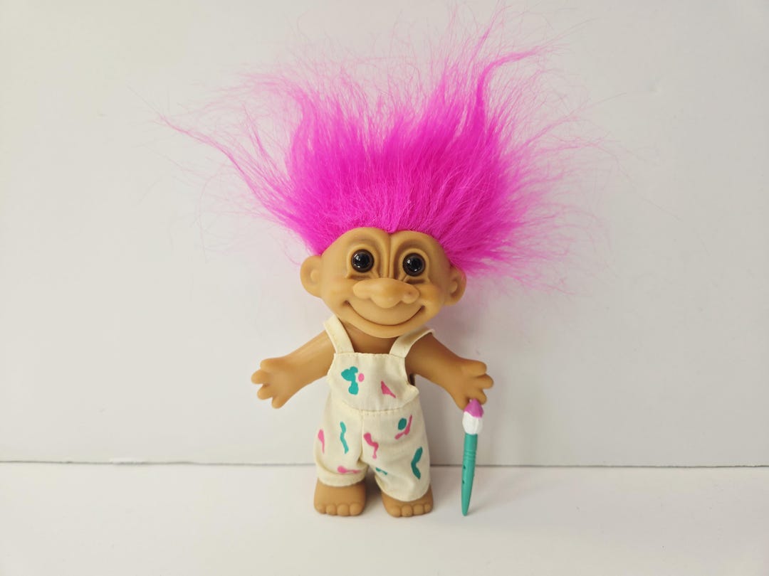 Vintage Russ Troll Doll Artist, Painter, Pink Hair Trolls 5" - Etsy