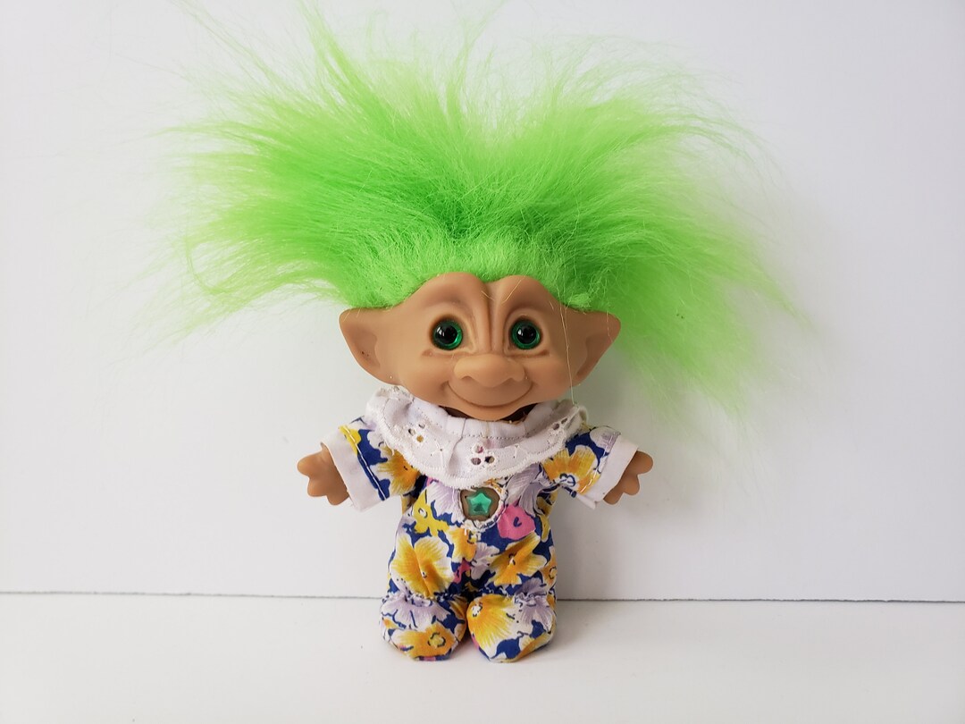 Vintage Ace Novelty Treasure Troll Doll Green Hair Green - Etsy New Zealand