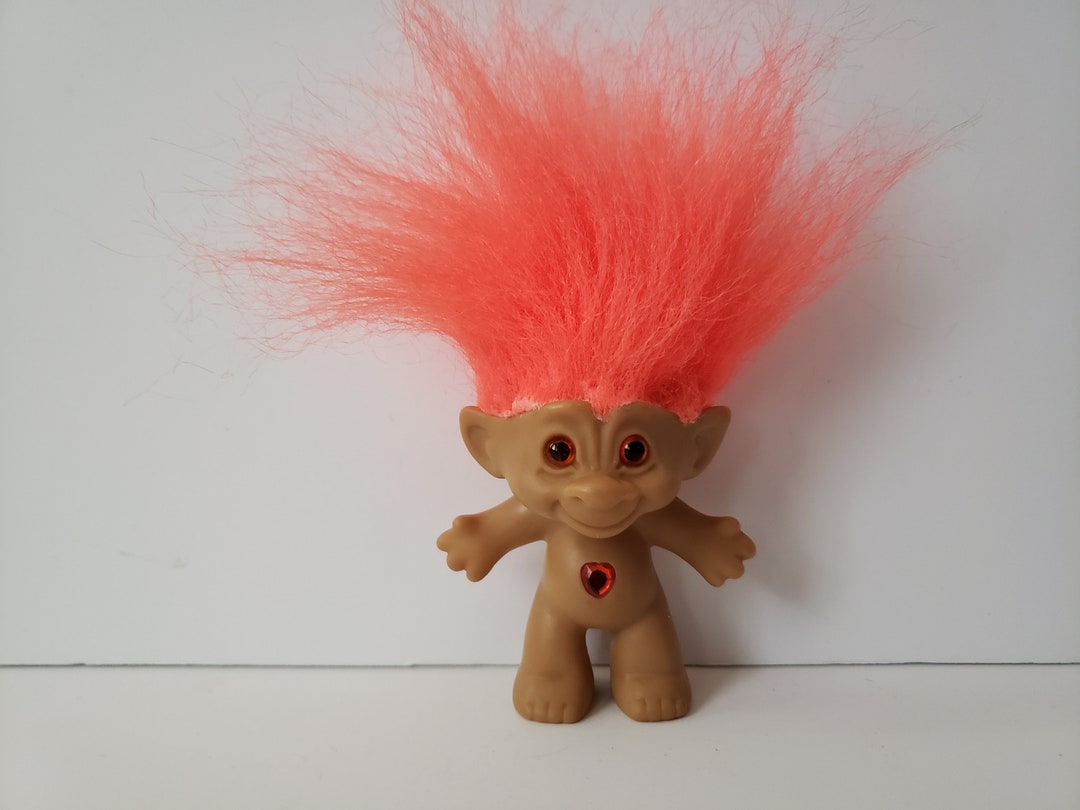 Vintage Ace Novelty Treasure Troll Doll, Orange Hair, Orange Heart ...