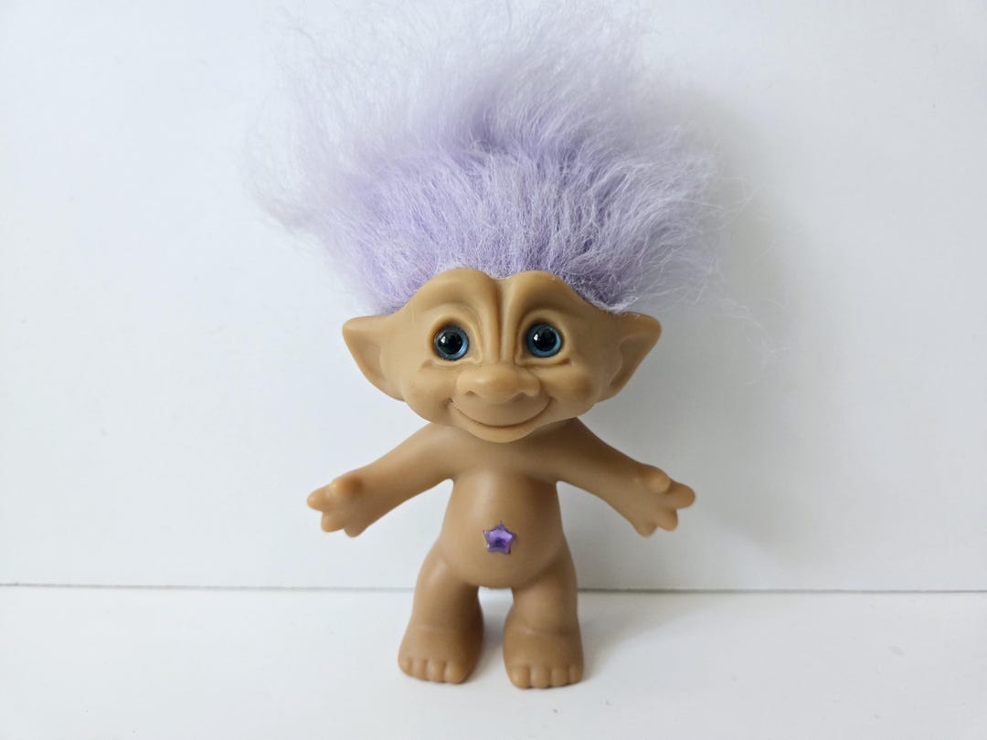 Vintage Ace Novelty Treasure Troll Doll, Purple Hair, Purple Star Jewel ...