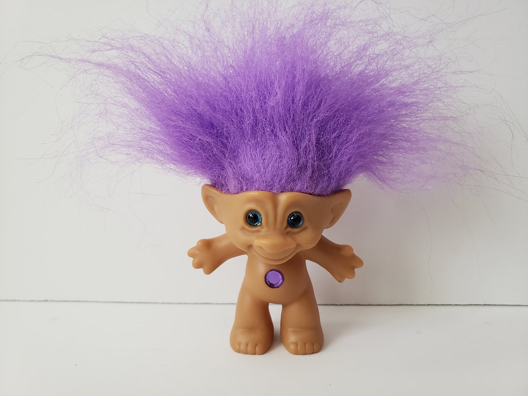 Vintage Ace Novelty Treasure Troll Doll Purple Hair Blue - Etsy