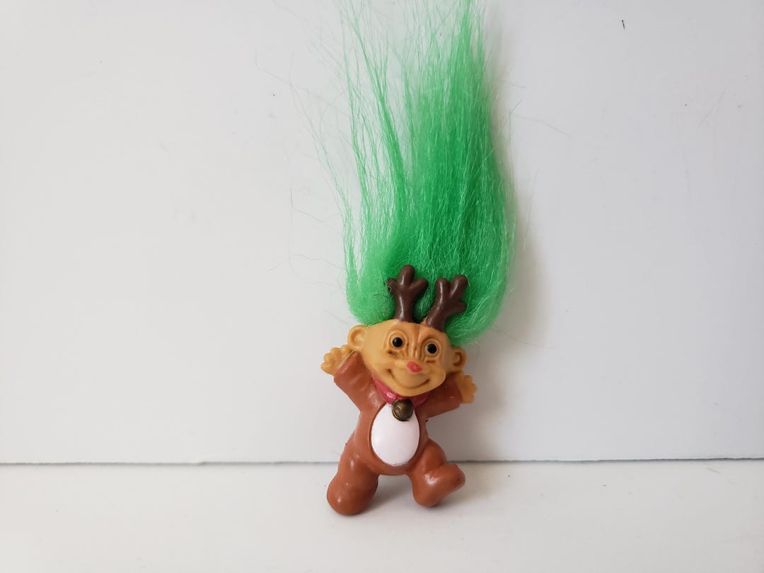 Vintage Russ Troll Doll Christmas Pin, Santa Elf Pin, Green Hair ...