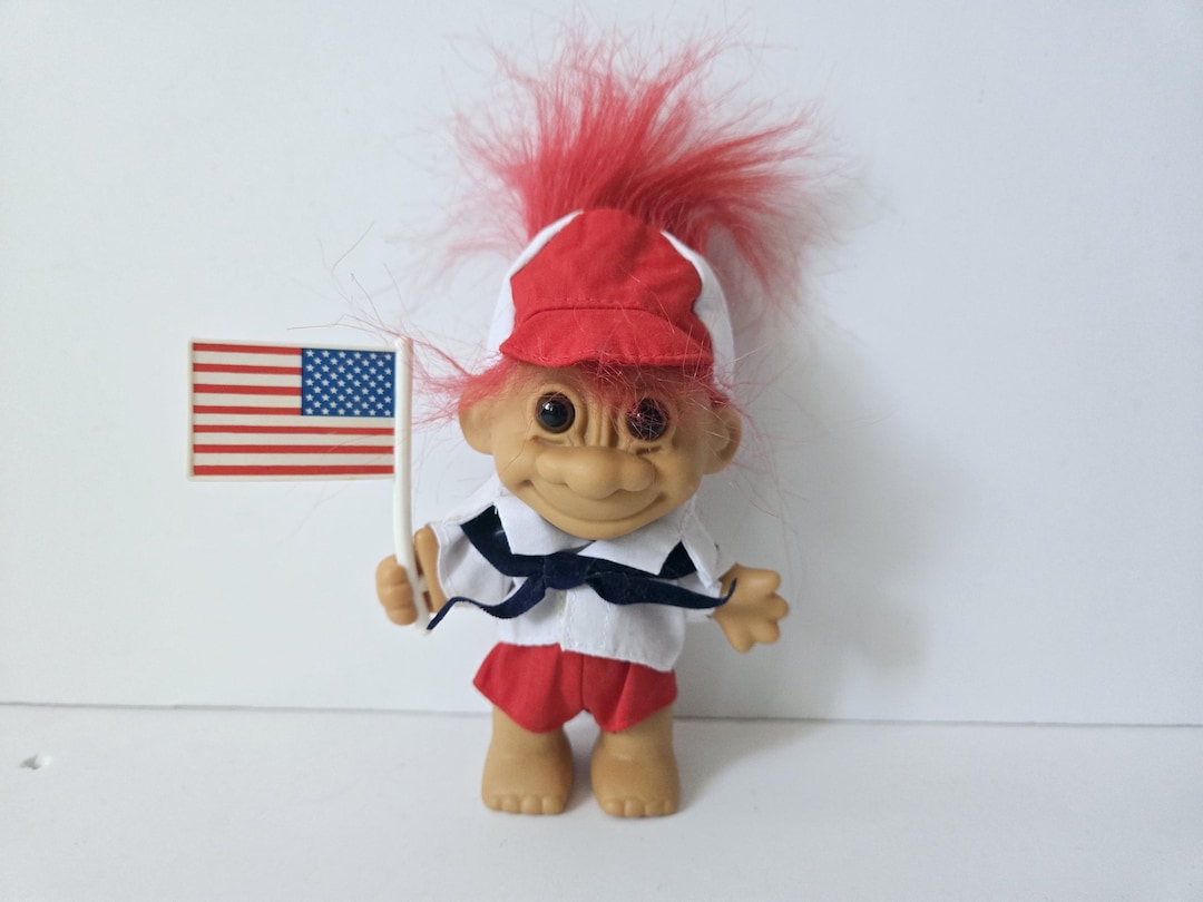 Vintage Russ Troll Doll, Camp Troll, Red Hair Trolls 5" Outdoors ...