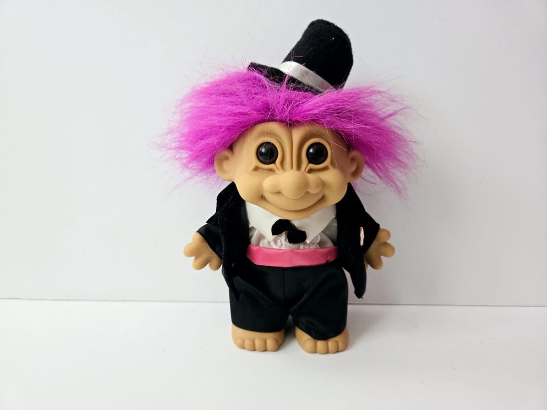 Vintage Wedding Troll Doll, Groom Wedding Trolls, Purple Hair, Large 8 ...