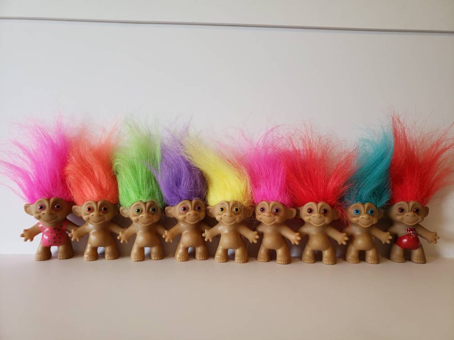 Vintage Monkey Face Troll Doll Bright Eyes Pink Teal | Etsy