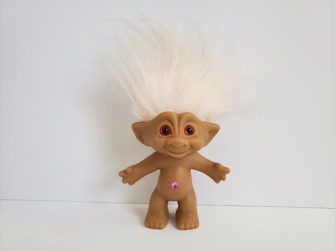 Vintage Ace Novelty Treasure Troll Doll Pink Hair Pink Star - Etsy