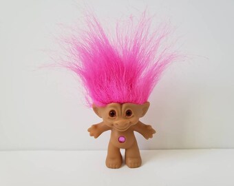 Vintage Ace Novelty Treasure Troll Doll Pink Hair Pink - Etsy