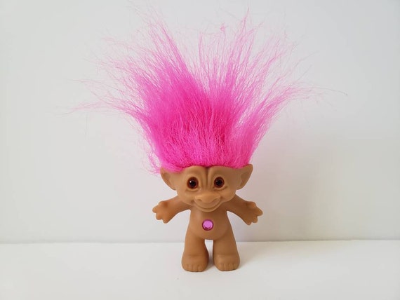 Vintage Ace Novelty Treasure Troll Doll Pink Hair Pink - Etsy