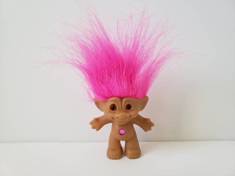 Vintage Ace Novelty Treasure Troll Doll Pink Hair Pink - Etsy