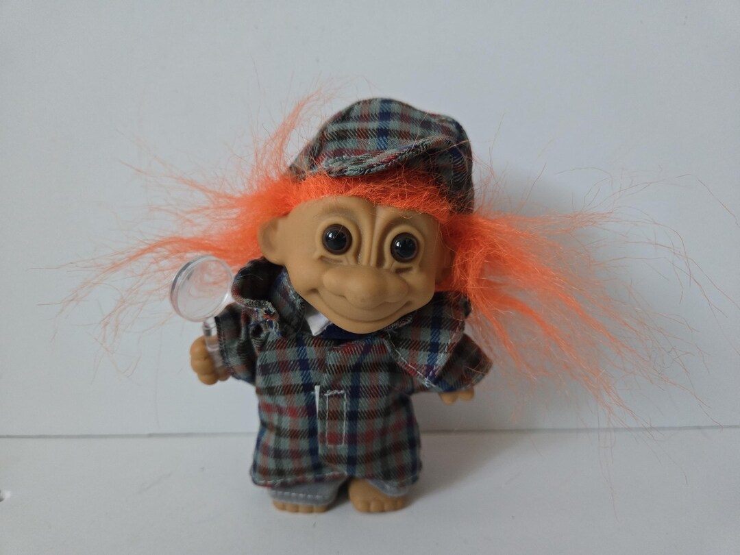 Vintage Russ Troll Doll, Sherlock Holmes Detective, Orange Hair Trolls ...