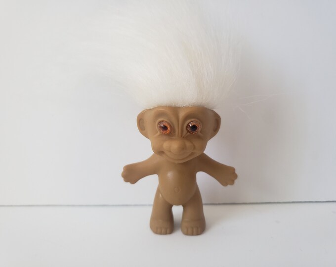 Vintage Monkey Face Troll Doll, White Hair, 3 Trolls, No Name, Unmarked ...