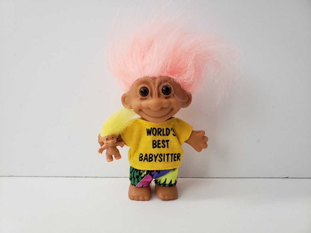 Vintage Russ Troll Doll World's Best Babysitter Peach Hair Trolls 5 ...
