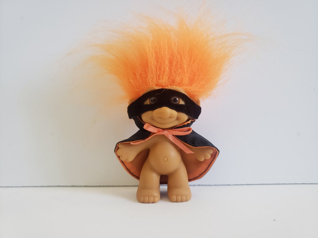 Vintage Russ Troll Doll, Halloween Vampire, Dracula, Orange Hair Trolls ...