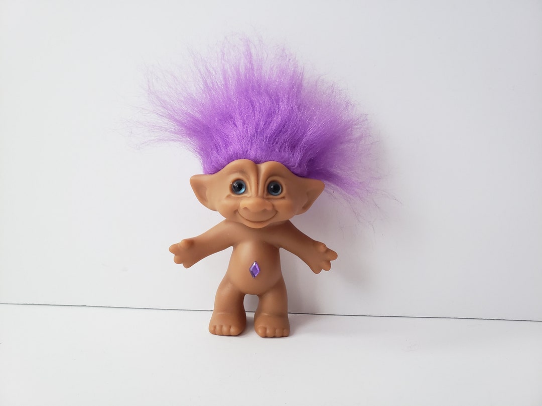 Vintage Ace Novelty Treasure Troll Doll, Purple Hair, Purple Diamond ...