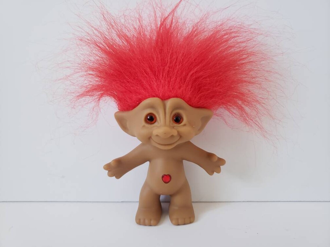 Vintage Ace Novelty Treasure Troll Doll Red Hair Red Heart - Etsy