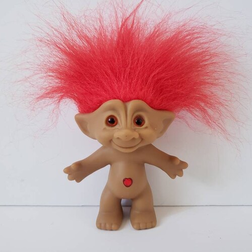 Vintage Ace Novelty Treasure Troll Doll Red Hair Red Heart - Etsy