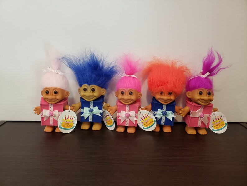 Vintage Russ Troll Doll Happy Birthday Girl Pink Purple Hair | Etsy