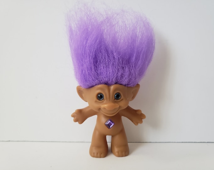 Vintage Ace Novelty Treasure Troll Doll, Purple Hair, Purple Diamond ...