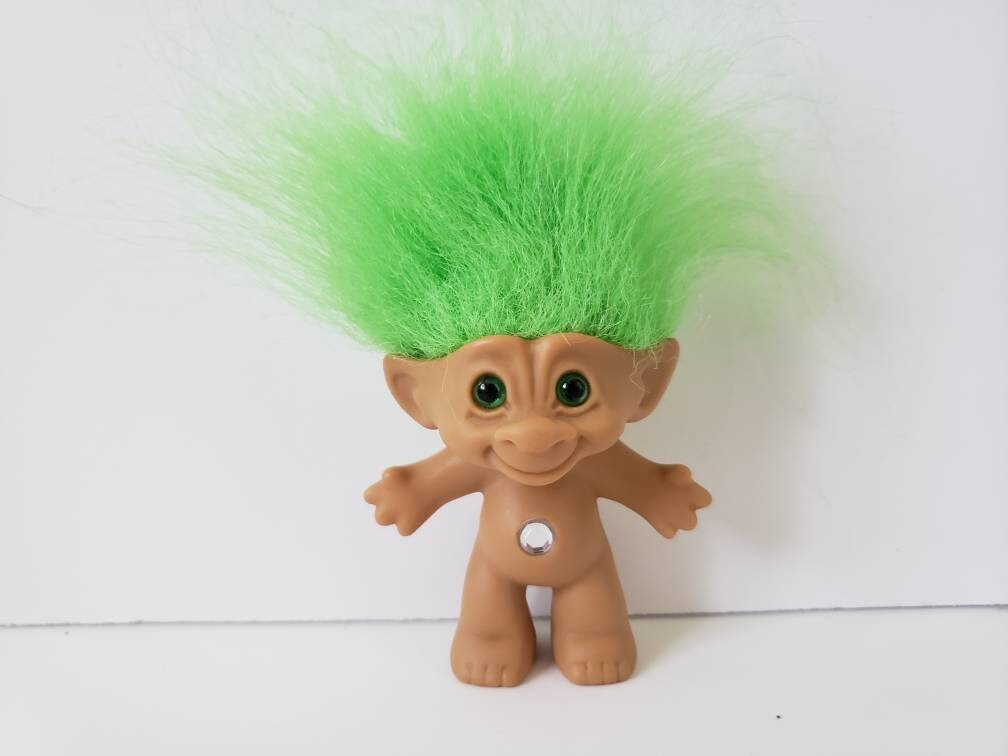 Vintage Ace Novelty Treasure Troll Doll Green Hair Clear - Etsy