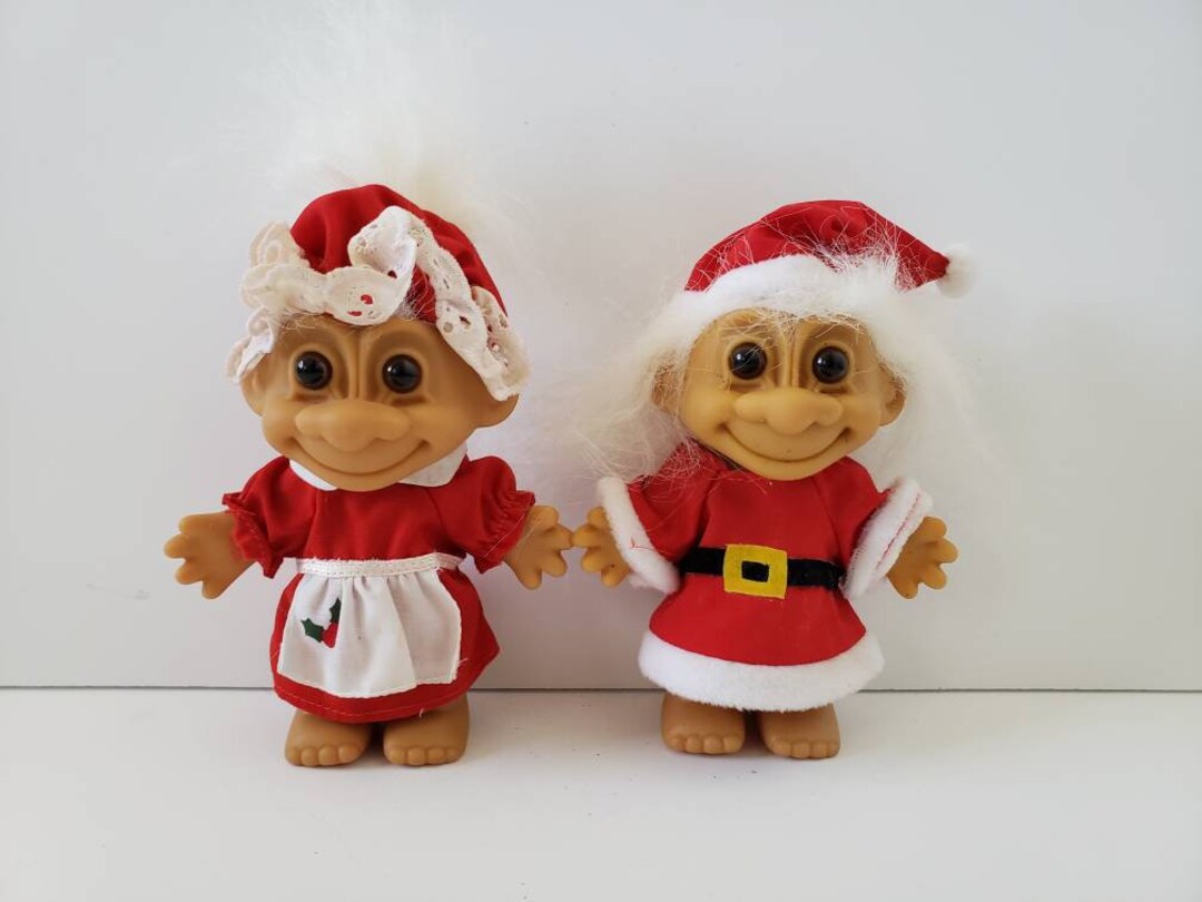 Vintage Russ Troll Dolls Christmas Trolls Santa Mrs Claus - Etsy