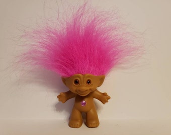 Vintage Ace Novelty Treasure Troll Doll Pink Hair Red Star | Etsy