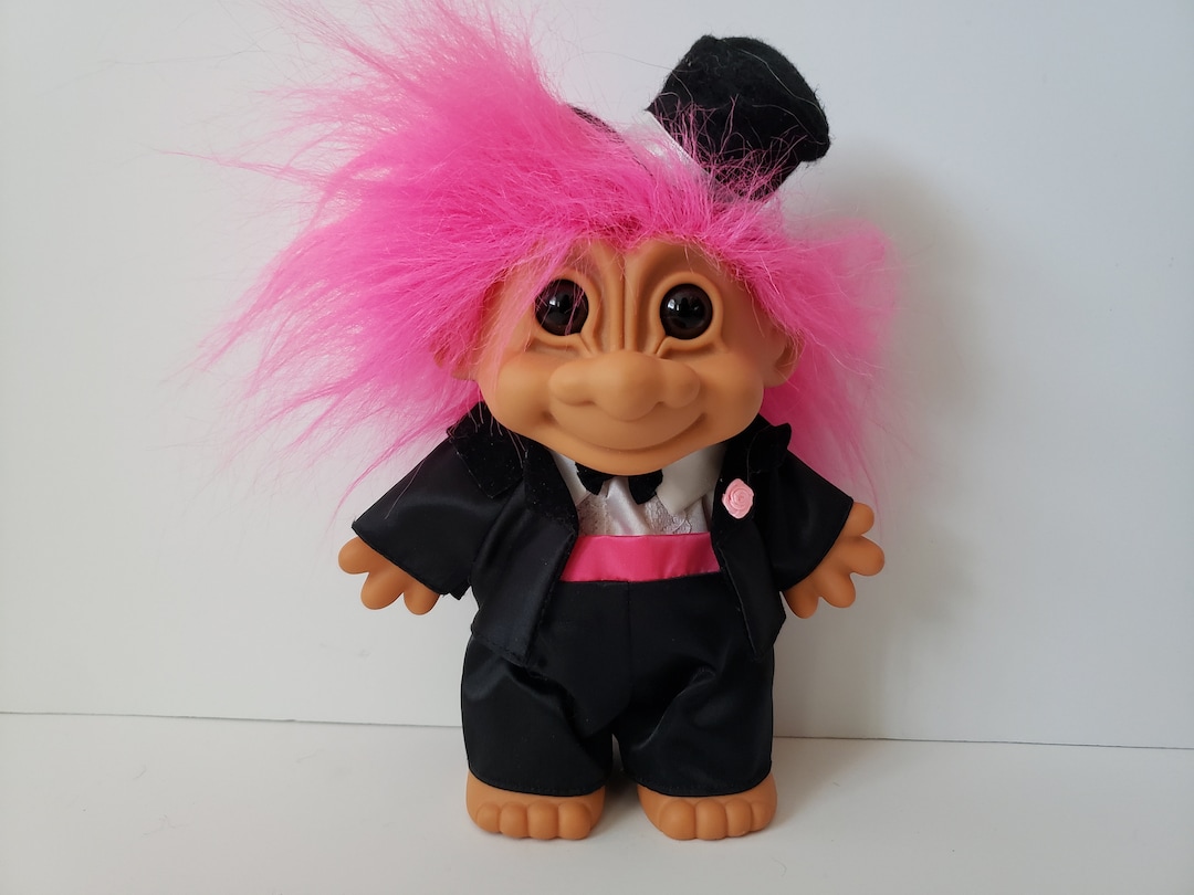 Vintage Russ Troll Doll, Groom, Pink Hair, Large 8" Trolls, Wedding ...