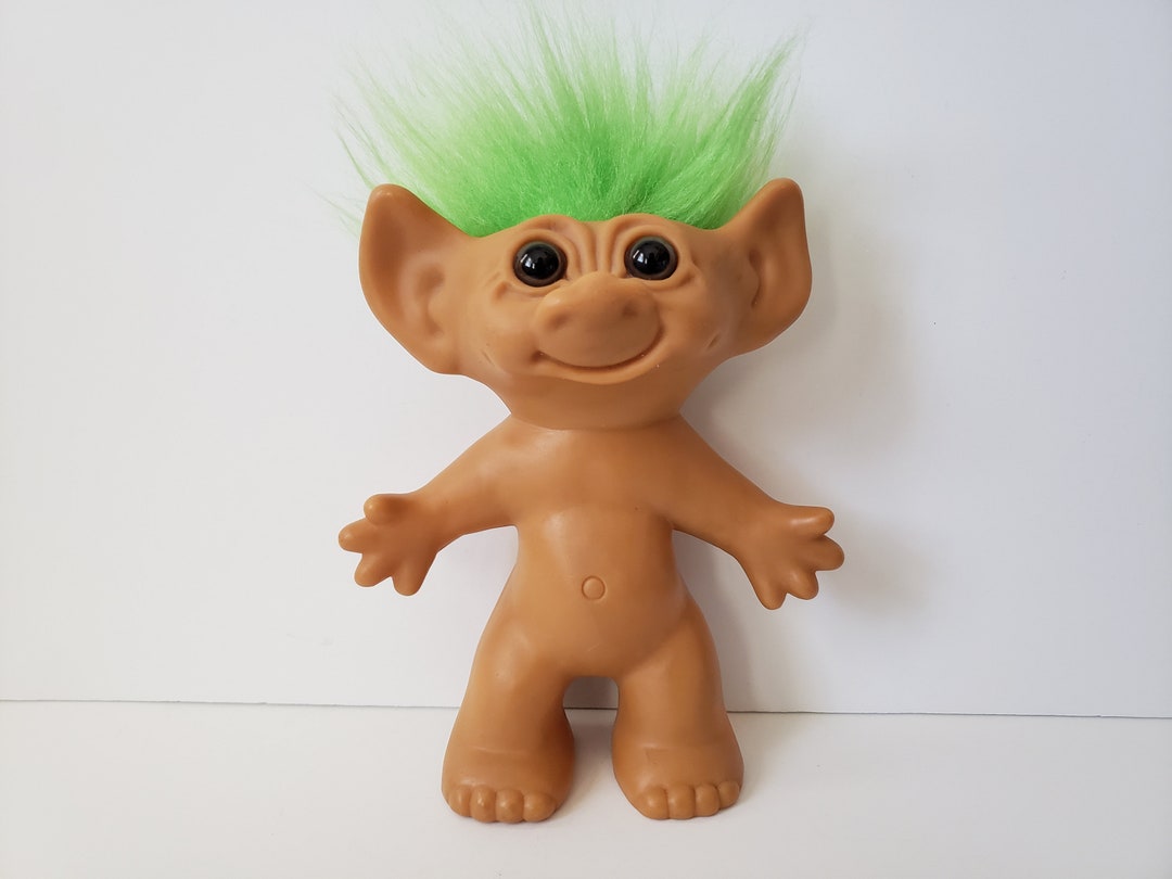 Vintage Wishnik Troll Doll, Uneeda, Double Horseshoe, Green Hair, 8 ...