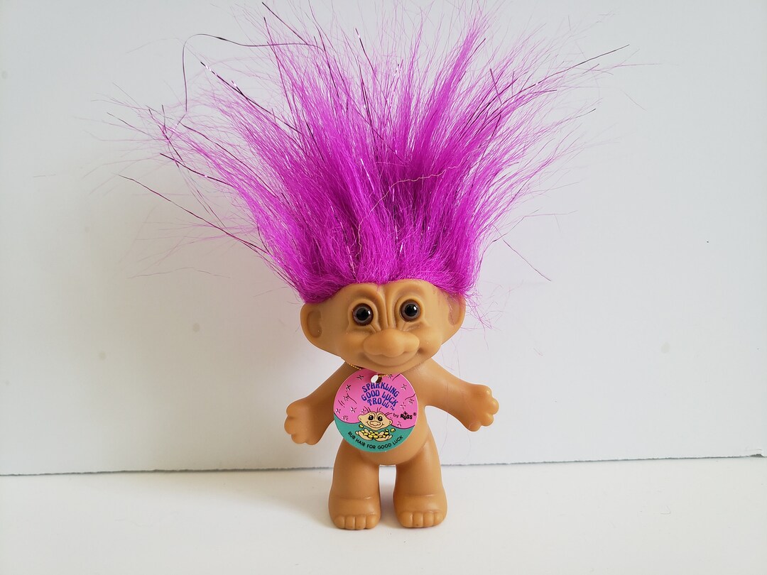 Vintage Russ Good Luck Troll Doll Sparkling Hair Purple - Etsy