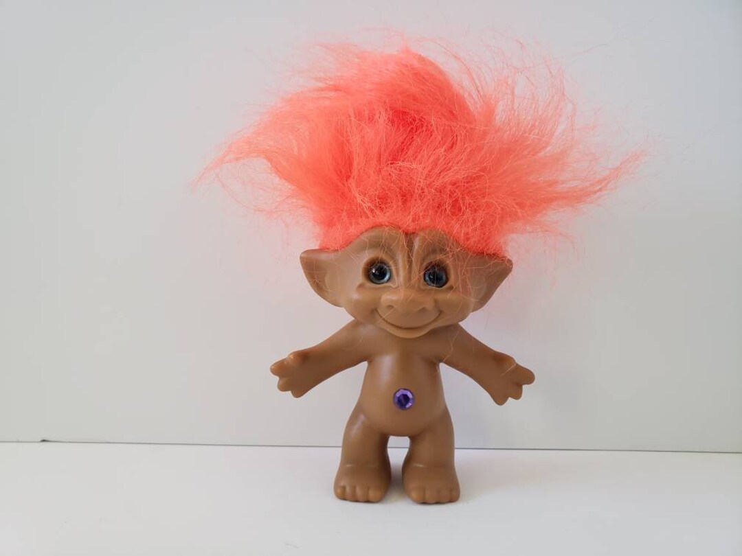 Vintage Ace Novelty Treasure Troll Doll Orange Hair Blue - Etsy
