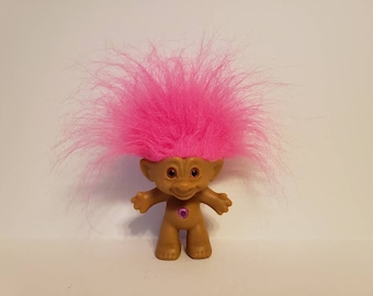 Vintage Ace Novelty Treasure Troll Doll Pink Hair Red Star | Etsy