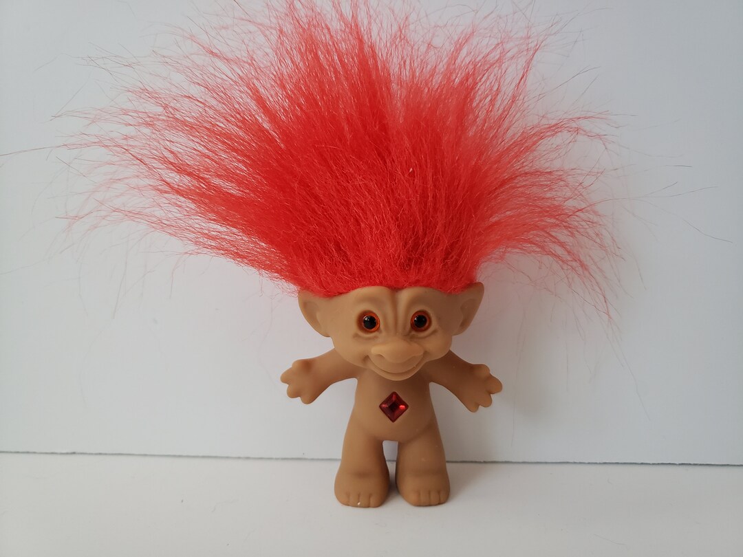 Vintage Ace Novelty Treasure Troll Doll Red Hair, Red Diamond Jewel ...