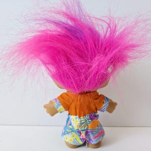 Vintage Ace Novelty Treasure Troll Doll, Pink and Purple Rainbow Hair ...
