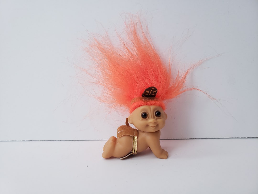 Vintage Russ Troll Doll, Crawling Baby, Thanksgiving Native American ...
