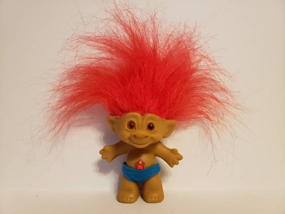 Vintage Ace Novelty Treasure Troll Doll Red Hair Red Star | Etsy