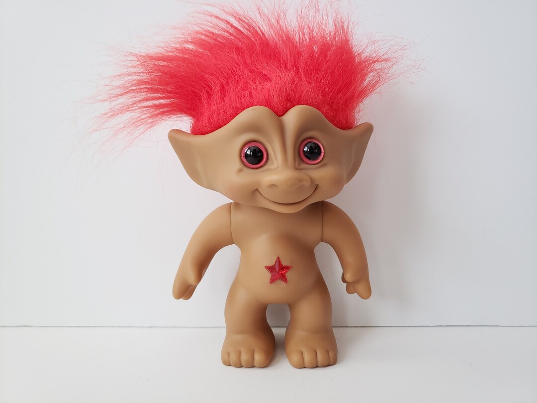 Vintage Ace Novelty Treasure Troll Doll, Red Hair, Red Star Jewel, Pink ...