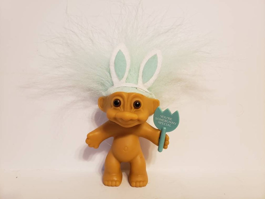 Vintage Russ Troll Doll, Bunny Rabbit Light Blue Green Hair Trolls 3 ...