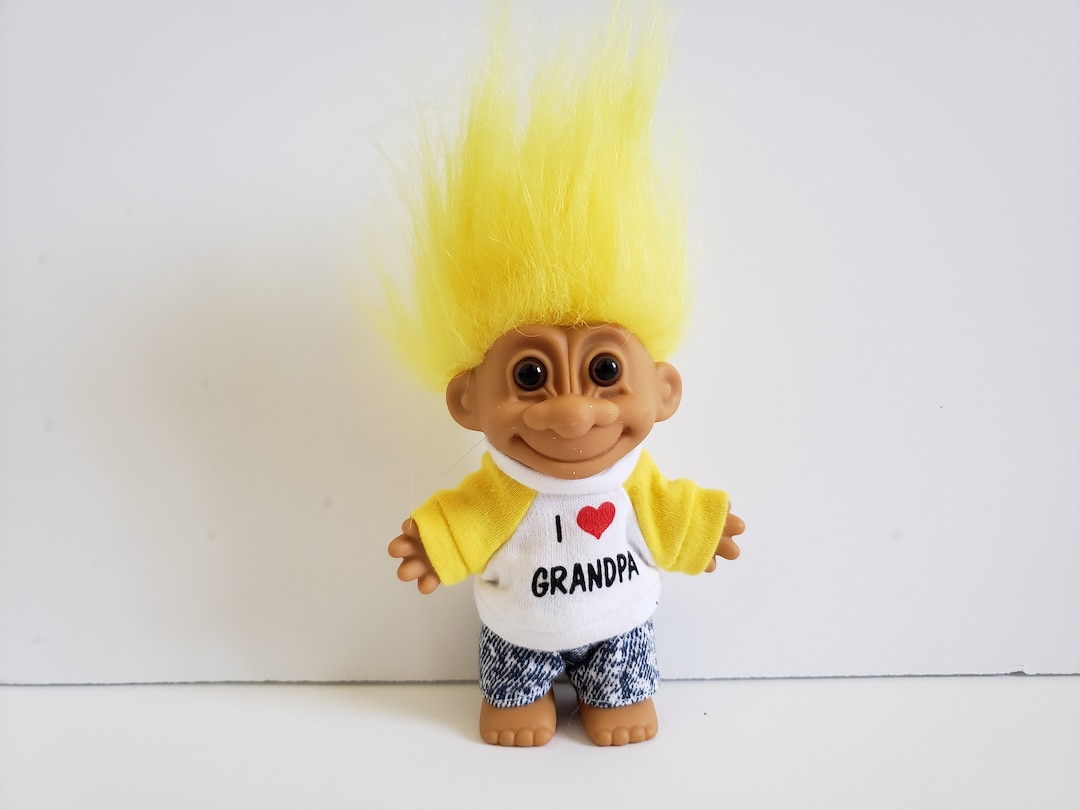 Vintage Russ Troll Doll I Love Grandpa Yellow Hair Trolls 5, Grandpa ...