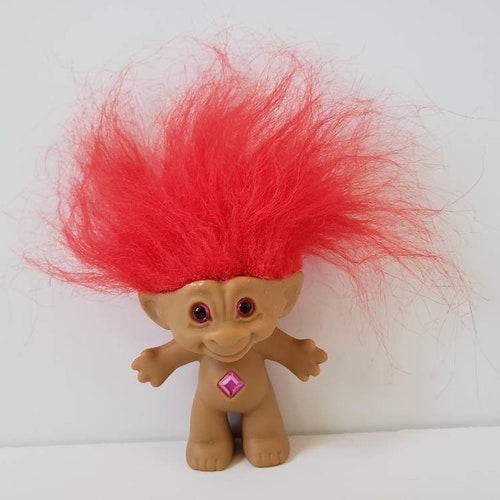 Vintage Ace Novelty Treasure Troll Doll Rainbow Green Hair Red - Etsy