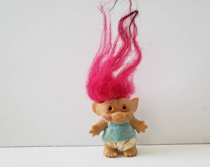 Vintage Troll Doll 1960s, Original Pink Hair, Orange Eyes, 2.5" Trolls ...