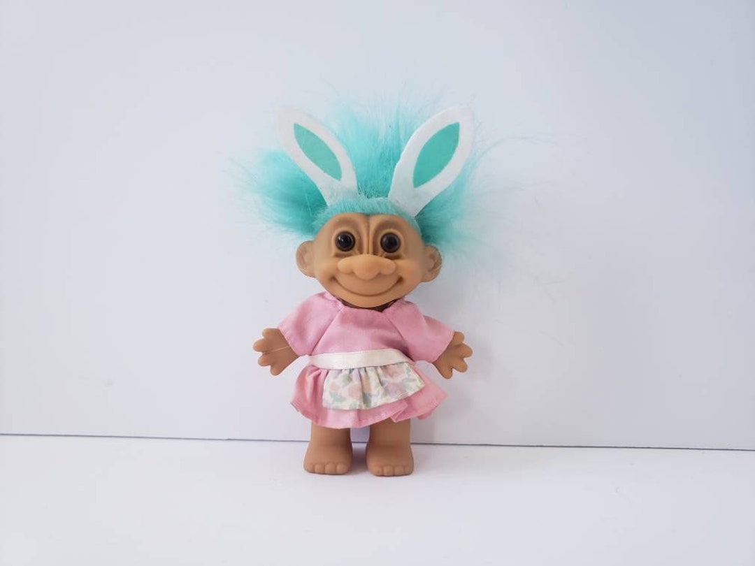 Vintage Russ Troll Doll, Easter Bunny Troll, Teal Hair Trolls 5 Easter ...