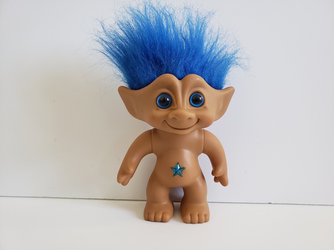 Vintage Ace Novelty Treasure Troll Doll Blue Hair Blue Eyes - Etsy