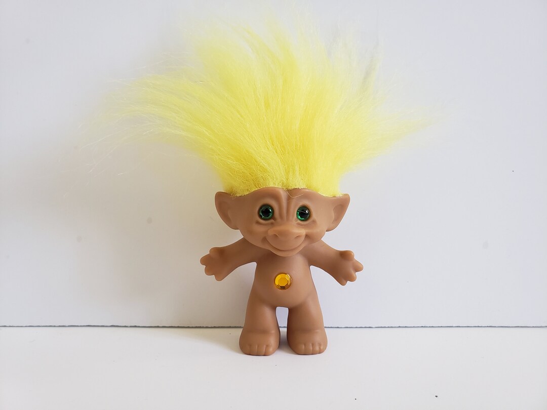 Vintage Treasure Troll Doll Yellow Hair Yellow Circle Jewel - Etsy