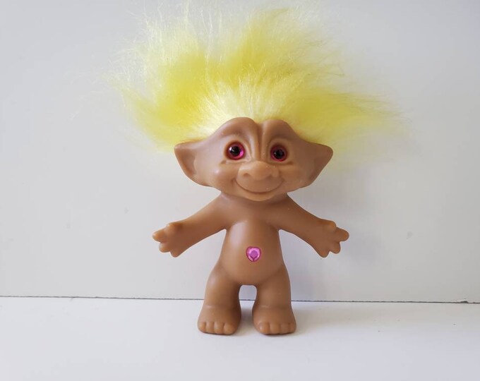 Vintage Ace Novelty Treasure Troll Doll Yellow Hair Pink - Etsy