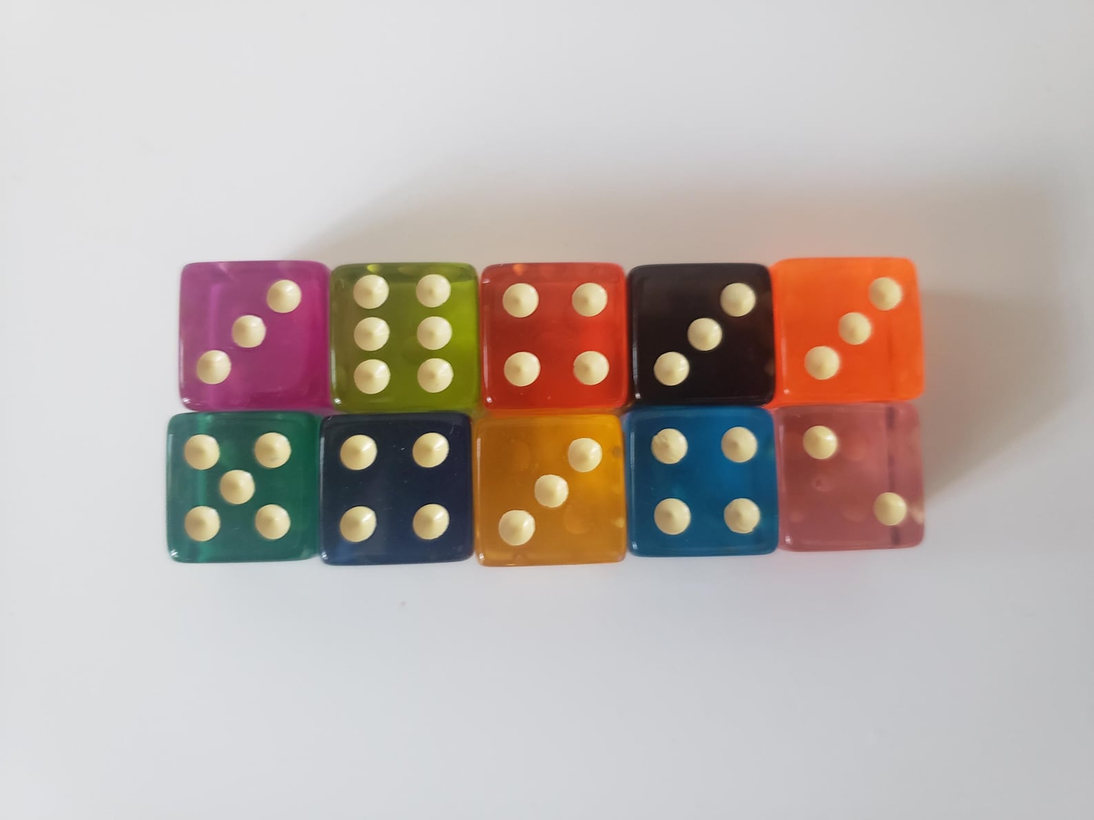 Set of 10 Colored Dice, Transparent Dice, Standard 16mm, Extra Board ...