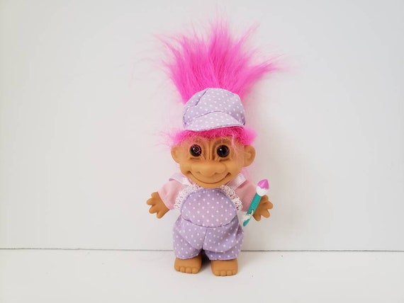 Vintage Russ Troll Doll Artist Painter Blue Hair Trolls - Etsy