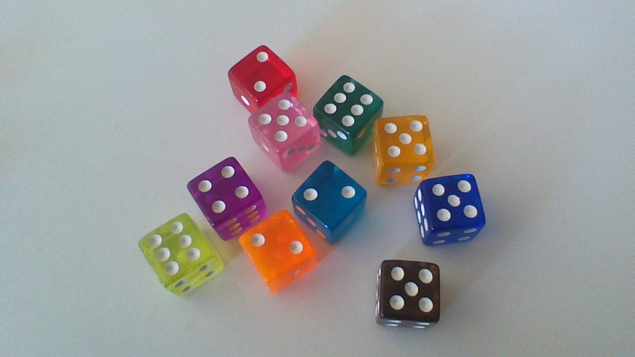 Set of 10 Rainbow Colored Dice Standard 16mm Transparent | Etsy Australia
