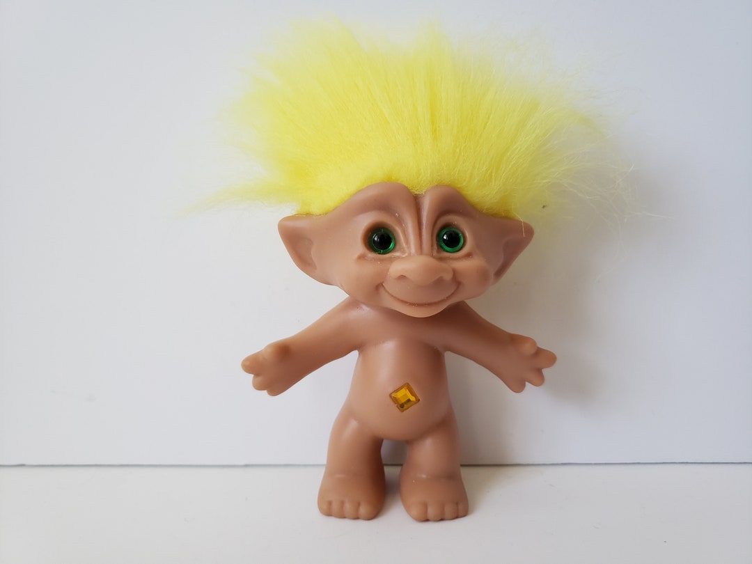 Vintage Ace Novelty Treasure Troll Doll, Yellow Hair, Yellow Diamond ...